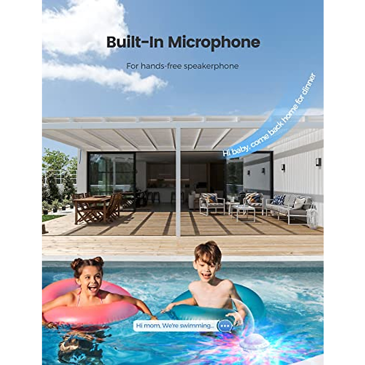 Floating Pool Speakers with Colorful LED Lights, IPX7 Waterproof Hot Tub Bluetooth Speaker, 10W Stereo Loud Sound, Built-in Mic, Portable Wireless Speakers for Shower Bathtub Outdoor Swim,Ideal Gifts