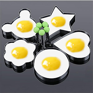 5Pcs Stainless Steel Egg Ring Molds for Cooking - Heart, Flower, Star Egg Round Ring Set Kitchen Breakfast Kit Egg Heart Shaped Pancake Mold for Kitchen Cooking Breakfasts Tools
