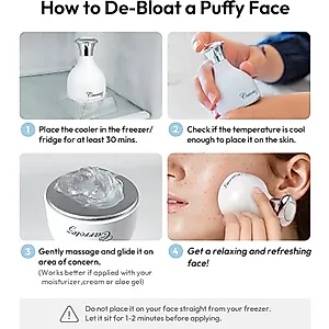 carrotez Ice Roller for Face and Eye Facial Massage Tool, Cooling and Rolling Women Skin Care Cooling for Relaxing and Relieve Fine Lines and Wrinkles and Reduce Puffiness (White)