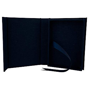 Koyal Wholesale Navy Blue Linen Photo Box, 4 x 6-Inch Memory Storage Box with Lid, Keepsake Boudoir Linen Box