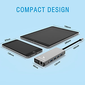 USB C Hub, 12-in-1 Multi-Port USB C Adapter with 1000M Ethernet, 4 USB 3.0 Ports Adapter, TF, SD, VGA, 3.5mm Audio, 100W PD Powered Compatible with MacBook, Pro,Air,Type C Adapter Laptop Silver…