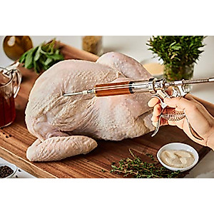 J&B Goods Professional Automatic BBQ Meat Marinade Injector Gun Kit with Case, 2 oz Large Capacity Barrel and 4 Commercial Grade Marinade Needles.