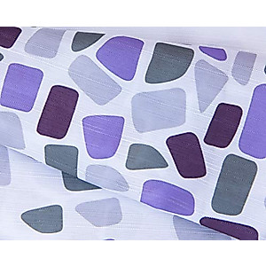 Luxury Chenille Bath Mats and Ombré Shower Curtain Set, Ultra Soft Non-Slip High Pile Water Absorbent Shaggy Chenille Bathroom Rugs and Abstract Mosaic Shower Curtain 15 Piece Set-Jasmine (Purple)