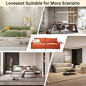 VASOENY 72.8 Inch Loveseat Sofa Couch, Mid Century Modern Linen Fabric Love Seats Sofa, 2 Seater Couches for Bedroon, Living Room, Apartment, Home Office(Orange)