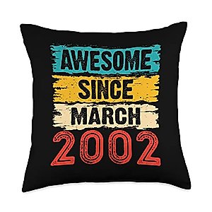 21 Year Old Awesome Since March 2002 21st Birthday Gifts Throw Pillow