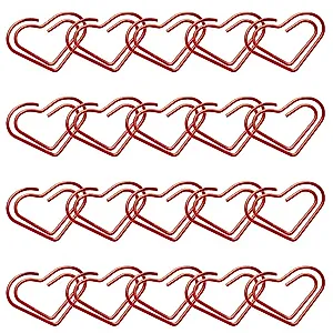 Heart Shaped Paperclip HSCGIN 20PCS Red Heart Shape Paper Clips Funny Cute Paperclips Book Marks Planner Clips for Fun Office Supplies School Gifts Wedding Decoration Heart Bookmarks