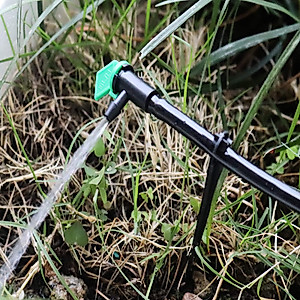 Lxcom Lighting 100 Pack 4 GPH Flag Drip Emitter Drip Emitters 16L/H Emitter Sprinkler Drippers System Parts Connect 4mm/7mm Hose for Lawn Vegetables Garden (Green)