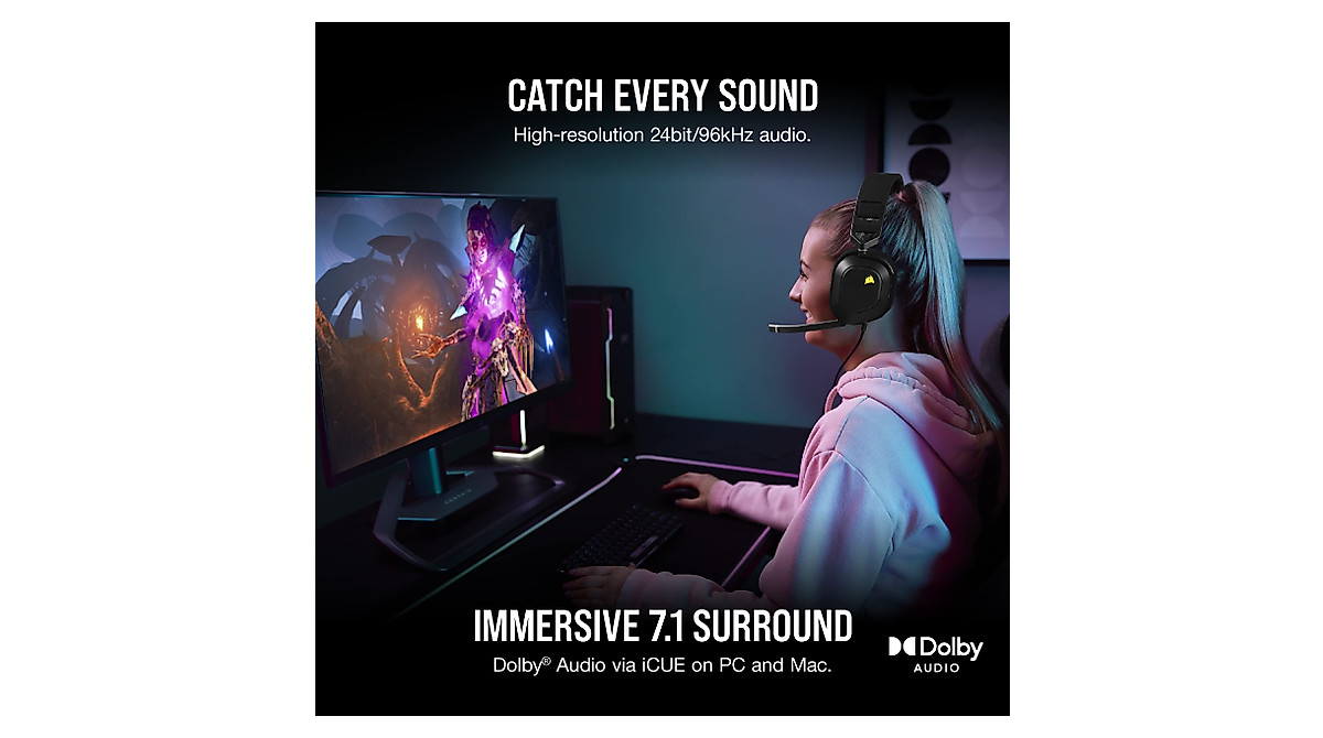 Corsair HS80 RGB Gaming Headset with Dolby Surround Sound