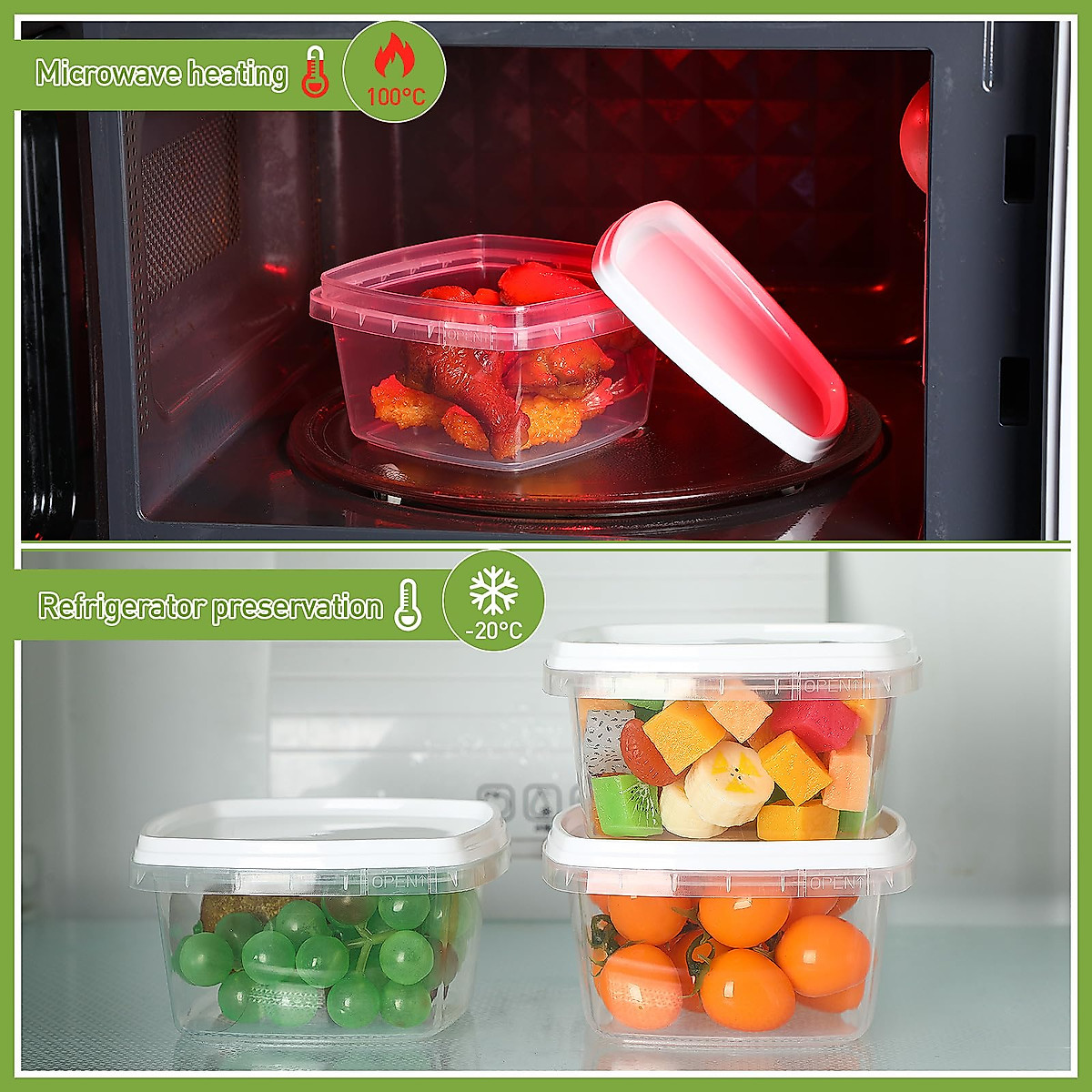 Blushtier 50 Pcs 24 oz Deli Containers with Lids Stackable Clear Square Food Storage Containers Freezer Containers Take Away Food Containers for Food Storage Leakproof Take out