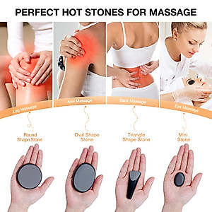 SLIMSTY Hot Stones Massage Set, 18 Pcs Basalt Hot Stones with Heater Kit, Massage Stones for Professional or Home spa, Relaxing, Healing, Pain Relief