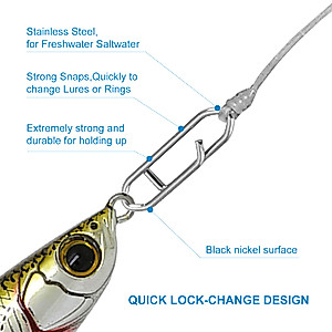 EOMTUR Tactical Anglers Power Clips Quick Fishing Snaps and Clips Stainless Steel Decoy Longline Clips Easy Change Lure Snap, 50 Pcs, 3 Sizes (Medium)