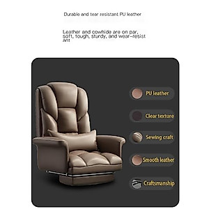 FrYsky Home Office Desk Chairs, Swivel Chair Leather Sofa Chair Reclining Leisure Chair Home Office Computer Lift Swivel Chair (Color : Off-White, Size : Foot Pedal)