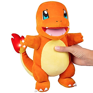 Pokemon Pokémon 10" Flame Action Charmander Plush - Interactive w/Lights & Fire Sounds - Light Up Tail & Mouth w/Sound Effects & Voices - Officially Licensed Gift for Kids, Boys, Girls - Ages 4+