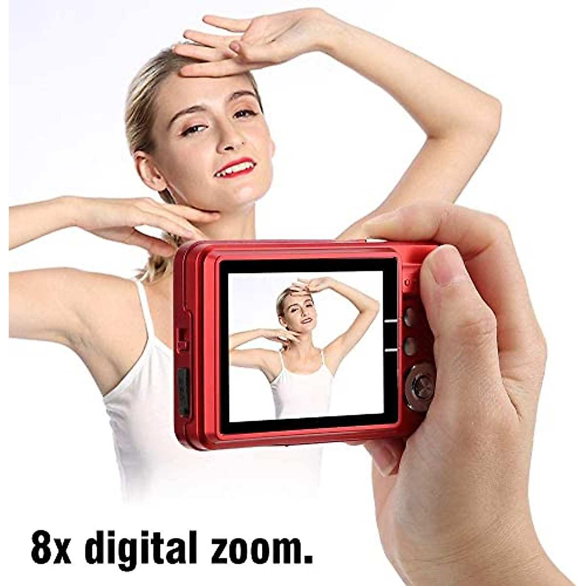 Digital Cameras for Photography Portable Camera, 8X Zoom Digital Camera, with 2.7 Inch TFT LCD Screen and Built-in Microphone, 1280x720 High Definition Video Camera, Auto Focus, Support SD (Color : A