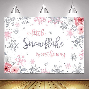 Mocsicka Snowflake Baby Shower Backdrop Winter Wonderland Baby Shower Photography Background 8x6ft Vinyl Girl Snowflake Winter Baby Shower Backdrops (8x6ft(96x72 inch))