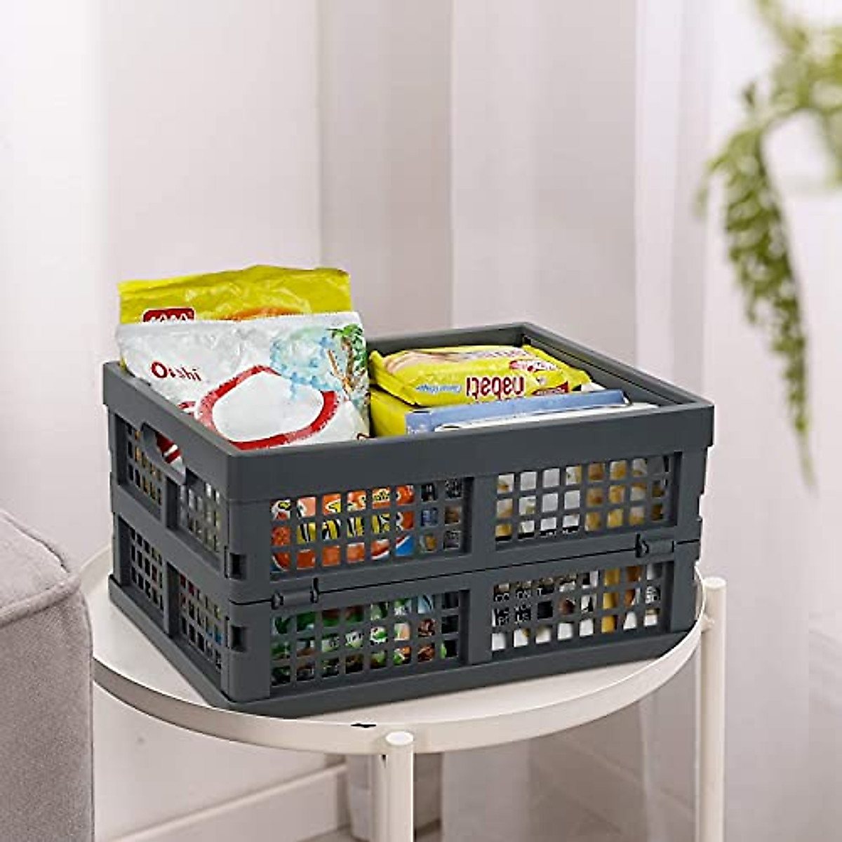 Yarebest 15 Liter Collapsible Crates, Plastic Folding Basket Bins Set of 3