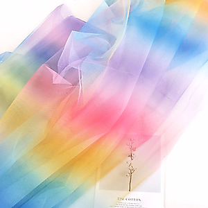 HAVII 63" × 8yard Rainbow Tulle Fabric Rolls Sheer Tulle Ribbon Netting Fabric Gradient Tulle Bolt Spool for Table Tutu Skirt Dress DIY Birthday Party Baby Shower Decorations