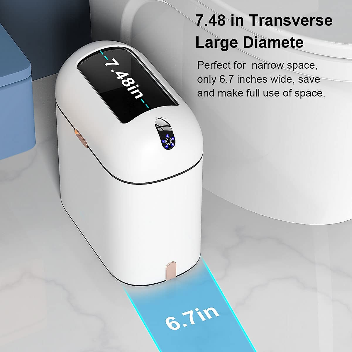 Touchless Bathroom Trash Can with Butterfly Lid, 2.5 Gallon Waterproof Trash Bin, Motion Sensor Garbage Can for Office, Kitchen, Bedroom, Toilet Narrow Seam