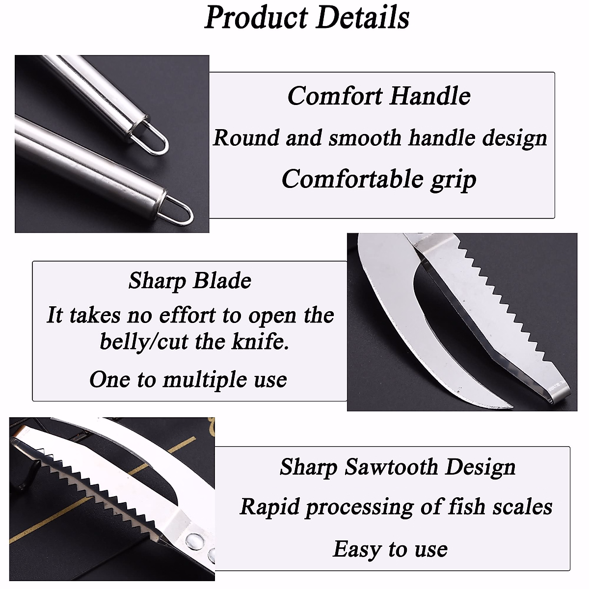 ZLMC Stainless Steel Fish Maw Knife, Multifunction Fish Scale Knife fish scale remover Household Kitchen Fish Scale Tool