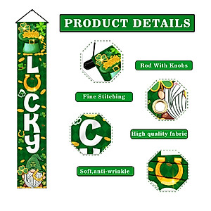Happy St Patricks Day Banner, St Patricks Day Door Banner, Green Gold St Patricks Day Porch Sign for St Patrick's Day Party Decorations, Lucky St. Patrick's Day Banner for Indoor Outdoor tineit