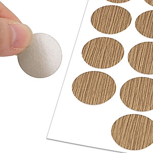 uxcell Screw Hole Covers Stickers Textured Plastic Self Adhesive Stickers for Wood Furniture Cabinet Shelve Plate 21mm Dia 108pcs in 2Sheet Maple