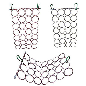 Keersi Cotton Rope Ladder Hammock Toy for Bird Parrot Parakeet Cockatiel Conure Cockatoo African Grey Macaw Eclectus Amazon Lovebird Finch Canary Budgie Cage Perch Stand Swing Hamster Rat Tunnel