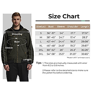 wantdo Men's Big and Tall Casual Cotton Jacket Durable Work Jacket Army Green Large