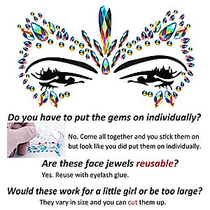 Festival Clothing Rave Accessories Face Jewels Gems Stickers Carnival Mermaid Costume Glitter