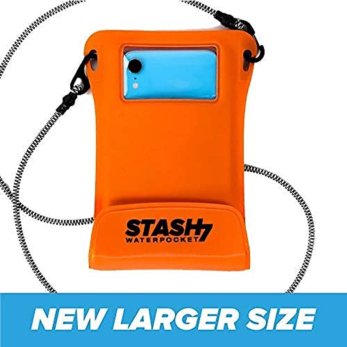 Stash7 Waterproof Phone Pouch w/Long Lanyard | IPX8 Adventure Grade Cellphone Dry Bag Case, Fits iPhone 15 Pro Max,14 Pro Max, 13 Pro Max, XS, XR, Galaxy S21, for Snorkeling, Kayaking, Cruise Orange