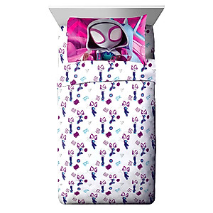 Marvel Spidey & His Amazing Friends Ghost Spider Gwen 5 Piece Twin Bed Set - Bedding includes Comforter & Sheet Set - Super Soft Fade Resistant Microfiber