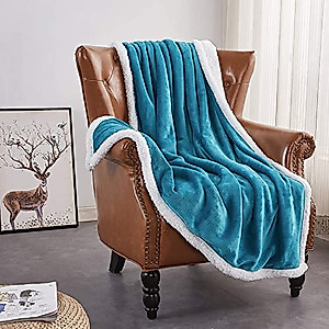 Rose Home Fashion Throw Blankets Gifts for Women Birthday Gifts for Women Sherpa Blanket Couch Blanket (50" X 60" Throw, Teal)