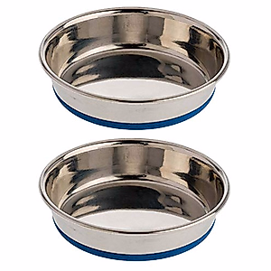 DuraPet 2 Pack of Cat Dishes, 0.75 Cup Dry Food Capacity each, Premium Rubber-Bonded Stainless Steel