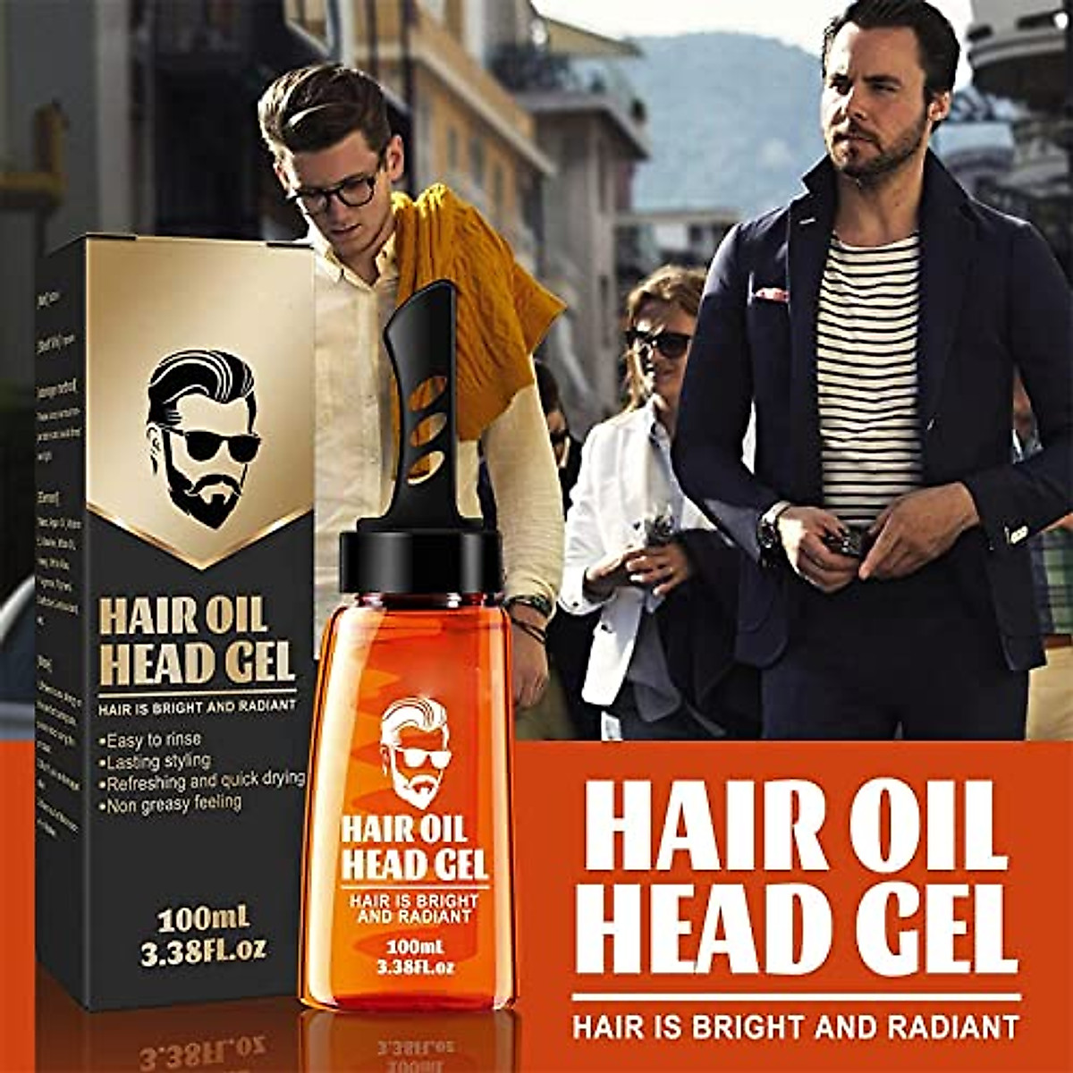 2 in 1 Hair Wax Gel with Comb, Long Lasting Men's Hair Styling Gel Tool Hair Wax, Lightweight Hair Styling Gel, Grooming Hair Gel Moisturizer for Hair Ends, Easy to Wash (3Pcs)