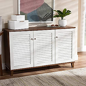 Baxton Studio Shoe Cabinets, White/Walnut