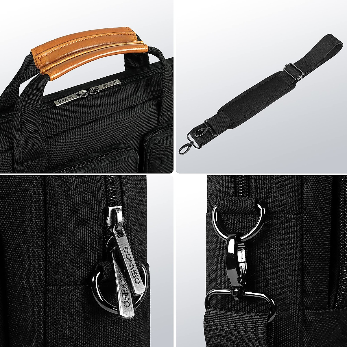 DOMISO 17-17.3 Inch Laptop Bag Business Briefcase with Shoulder Strap Messenger Bag Compatible with 17" Laptops/17.3" HP Pavilion/MSI GS73VR Stealth Pro/Dell Inspiron 17/Acer/ASUS,Black