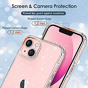 Hython Case for iPhone 13 Case Glitter, Cute Sparkly Clear Glitter Shiny Bling Sparkle Cover, Anti-Scratch Soft TPU Thin Slim Fit Shockproof Protective Phone Cases for Women Girls, Clear Glitter