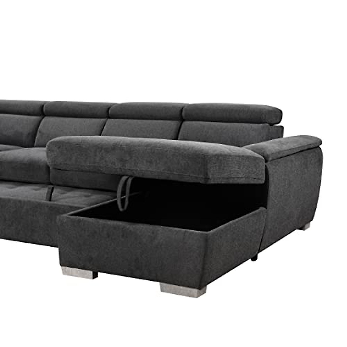 FANYE Gray Corner Sectional Sleeper Reversible Storage Chaise, Modern Convertible Practical Sofa W/Pull Out Sleep Couch Bed for Home Apartment OfficeGray U-Shaped