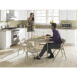 COSCO 5 Piece, Tan Folding Table and Chair Set.