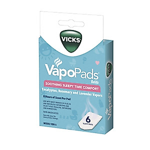 Vicks Sleepytime Waterless Vaporizer Scent Pads Rosemary, Lavender and Eucalyptus Scented Vapor Pad Refills White 6 Count (Pack of 1)