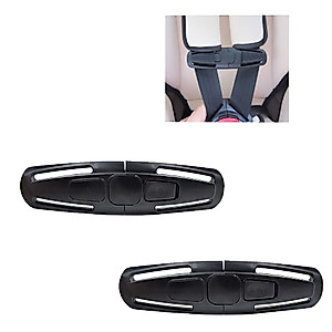 2 Pack Seat Chest Harness Clip Seat Safety Belt Clip Buckle Lock Stroller Chest Clip Universal Replacement for Baby and Kids Trend, Adjustable Guard (Black)