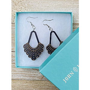 RBG Ruth Bader Ginsburg Dissent Collar Earrings from Black Stained Maple Wood