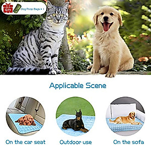 MICROCOSMOS Summer Cooling Mat & Sleeping Pad- Water Absorption Top, Waterproof Bottom, Materials Safe, Easy Carry, EZ Clean. Keep Cooling for Pets, Kids and Adults.（27"x 22"） L