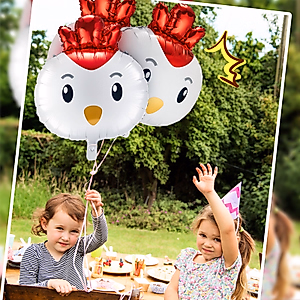 Libima 12 Pcs Chicken Balloons Aluminum Film Farm Animal Decorations Balloons Birthday Party Supplies BBQ Party Decorations Baby Shower Supplies Family Photo Booth Courtyard Decor (Cute Style)