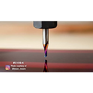 Amana Tool 51404-K Solid Carbide Spiral CNC Router Bit O-Flute Up-Cut for Plastic Cutting 1/4 Dia x 3/4 x 1/4 Inch Shank, Spektra Extreme Tool Life Coated