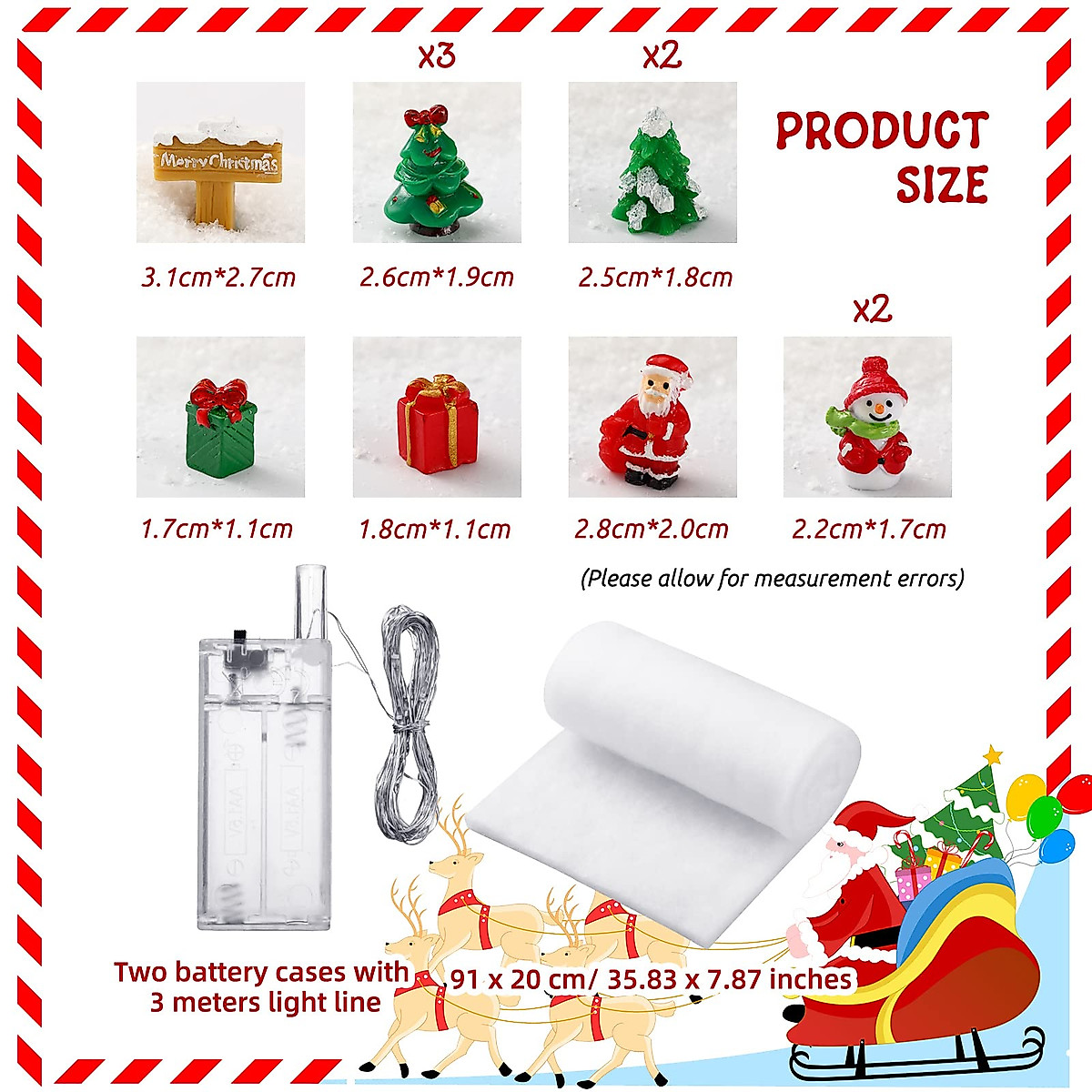 17 Pieces Christmas Village Sets Lighted LED Christmas Village Houses, Xmas Tree Gift Box Snowmen Santa Sign Miniature Figurines Snow Blanket, Christmas Home Table Decor Collectible Buildings