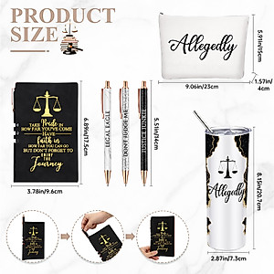 Domensi 6 Pcs Funny Allegedly Lawyer Gifts Judge Gift Lawyer Appreciation Day Gift 20 oz Marble Sign Tumbler Makeup Bag Notepad Ballpoints for Law Paralegal School College Teacher(Black)