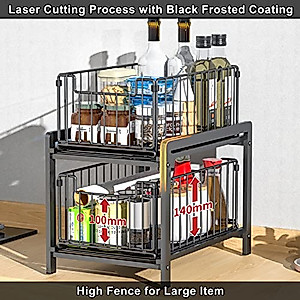 Ryhpez Under Sink Organizers and Storage, 2-Tier Cabinet Organizer Storage with Sliding Baskets Drawer for Kitchen Bathroom (Black)