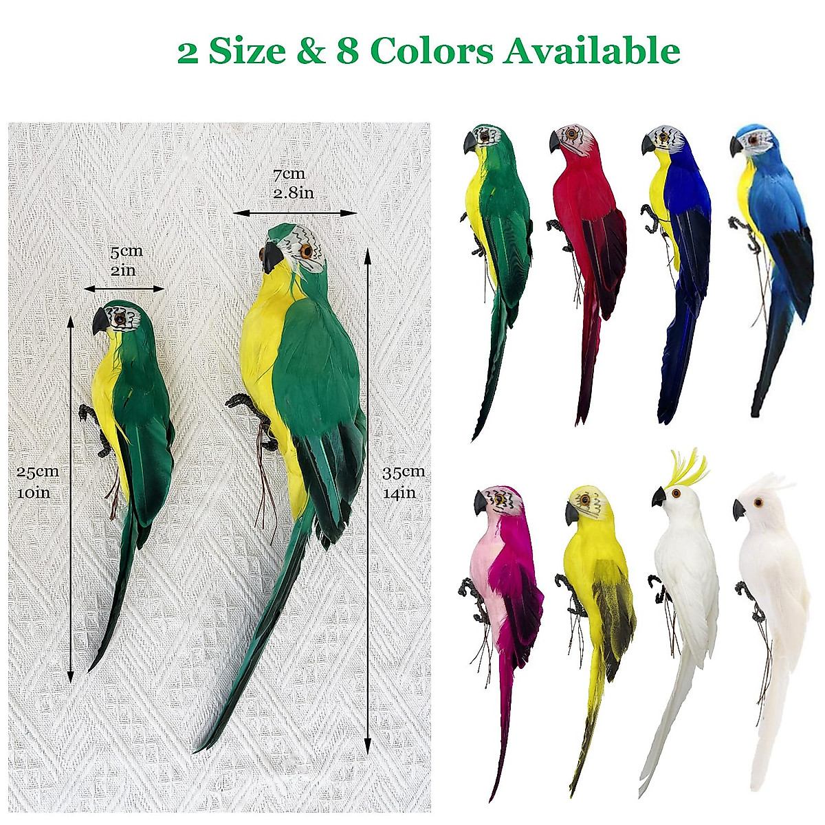 LWINGFLYER Artificial Parrot Life Size Artificial Simulation Foam Feather Parrot Macaw Bird for Costume Shoulder Ornament Modern Home Garden Party Decoration (9.8inch/25cm, Red)