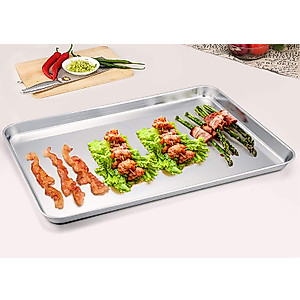 TeamFar Baking Sheet, 20’’×14’’×1’’, Cookie Sheet Half Sheet Baking Pans Stainless Steel, Non Toxic & Healthy, Heavy Duty & Thick Gauge, Mirror Finish & Dishwasher Safe - 2 Piece