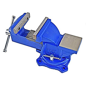Yost Vises Tool 4-Inch Workshop Duty Bench Vise, Model BV-4, with 120-Degree Swivel Base, Blue